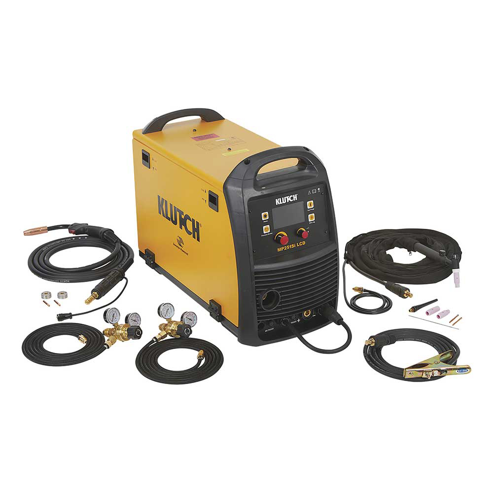 Klutch MP251SiLCD Inverter-Powered Multi-Process Welder | LCD | MIG Torch |Lift Start | TIG ...