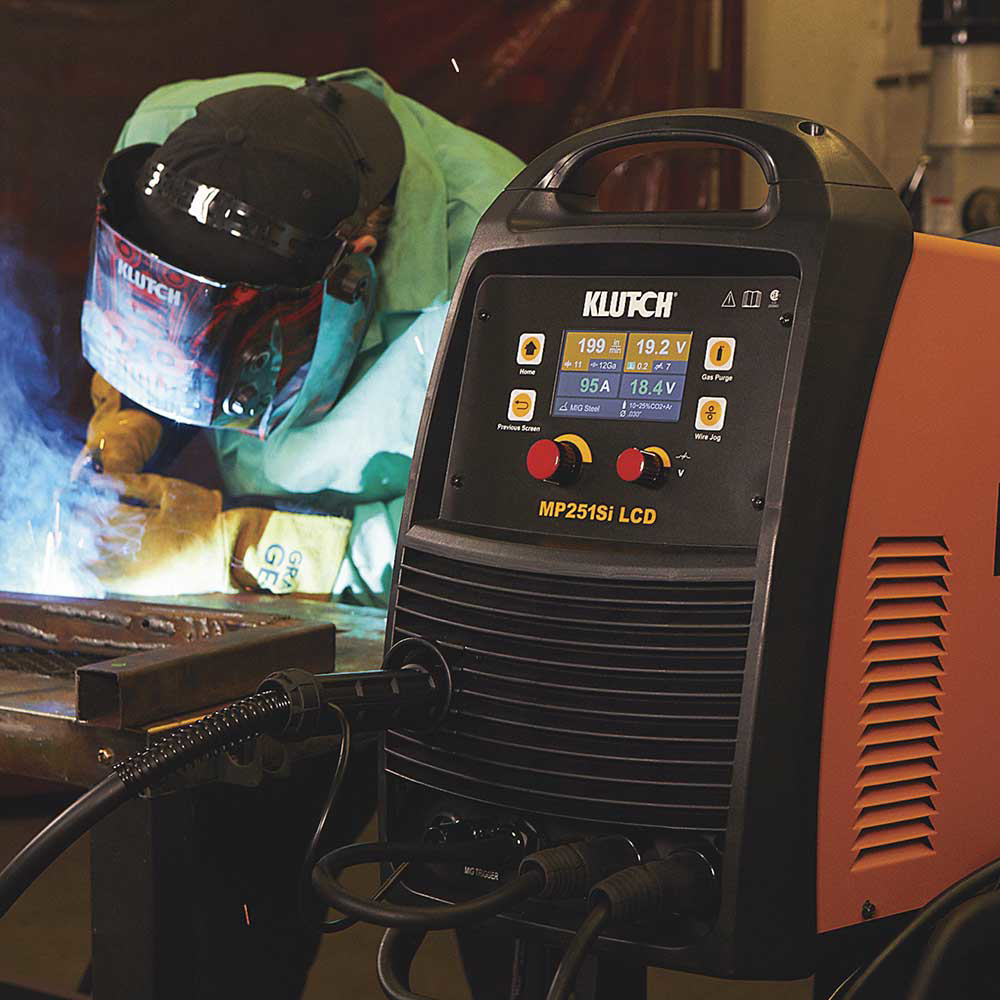 Klutch MP251SiLCD Inverter-Powered Multi-Process Welder | LCD | MIG Torch |Lift Start | TIG ...
