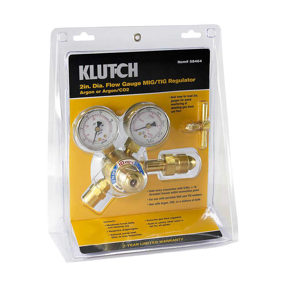 Klutch Flow Gauge MIG/TIG Regulator | Argon or Argon/CO2 | 2 in ...