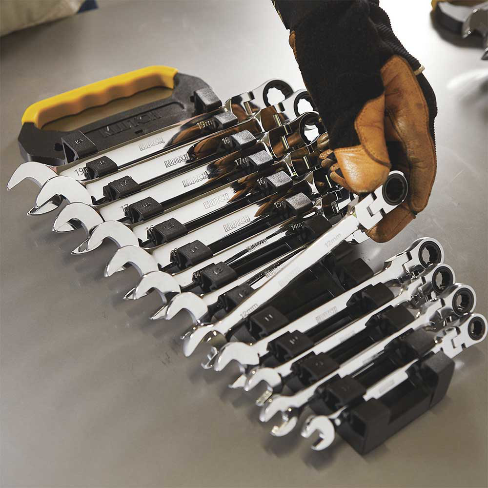 Klutch Flex Ratchet Wrench Set 12 Pc Metric 8mm 19mm 32278 Great Northern Equipment