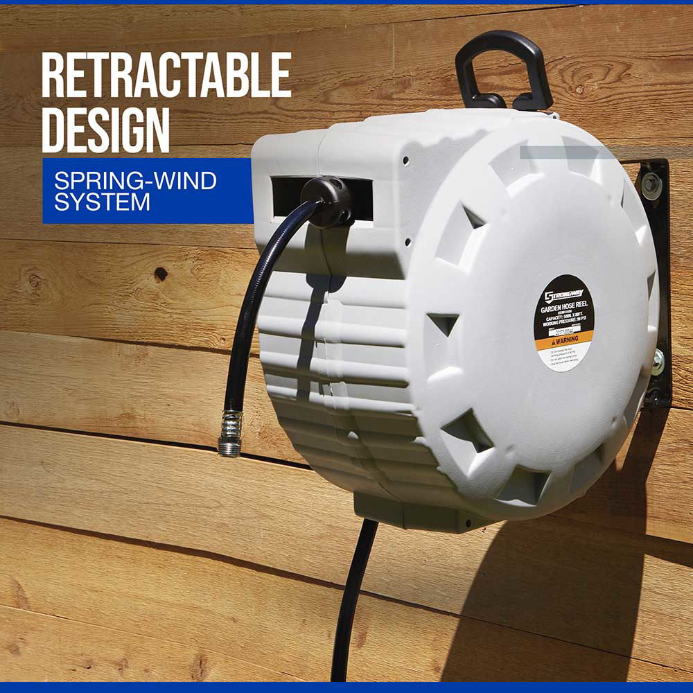 Strongway Retractable Garden Hose Reel | With 5/8 In. Dia x 80 Ft. Hose ...