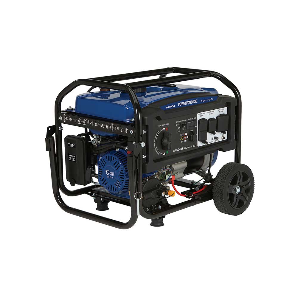Powerhorse Generator | 4,500 Surge Watt | Dual Fuel | Recoil Start ...
