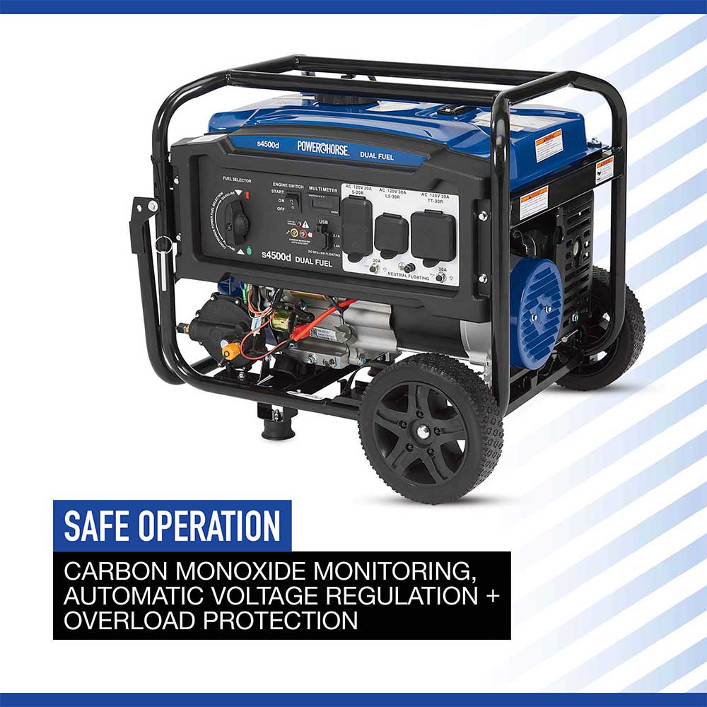 Powerhorse Generator | 4,500 Surge Watt | Dual Fuel | Recoil Start ...